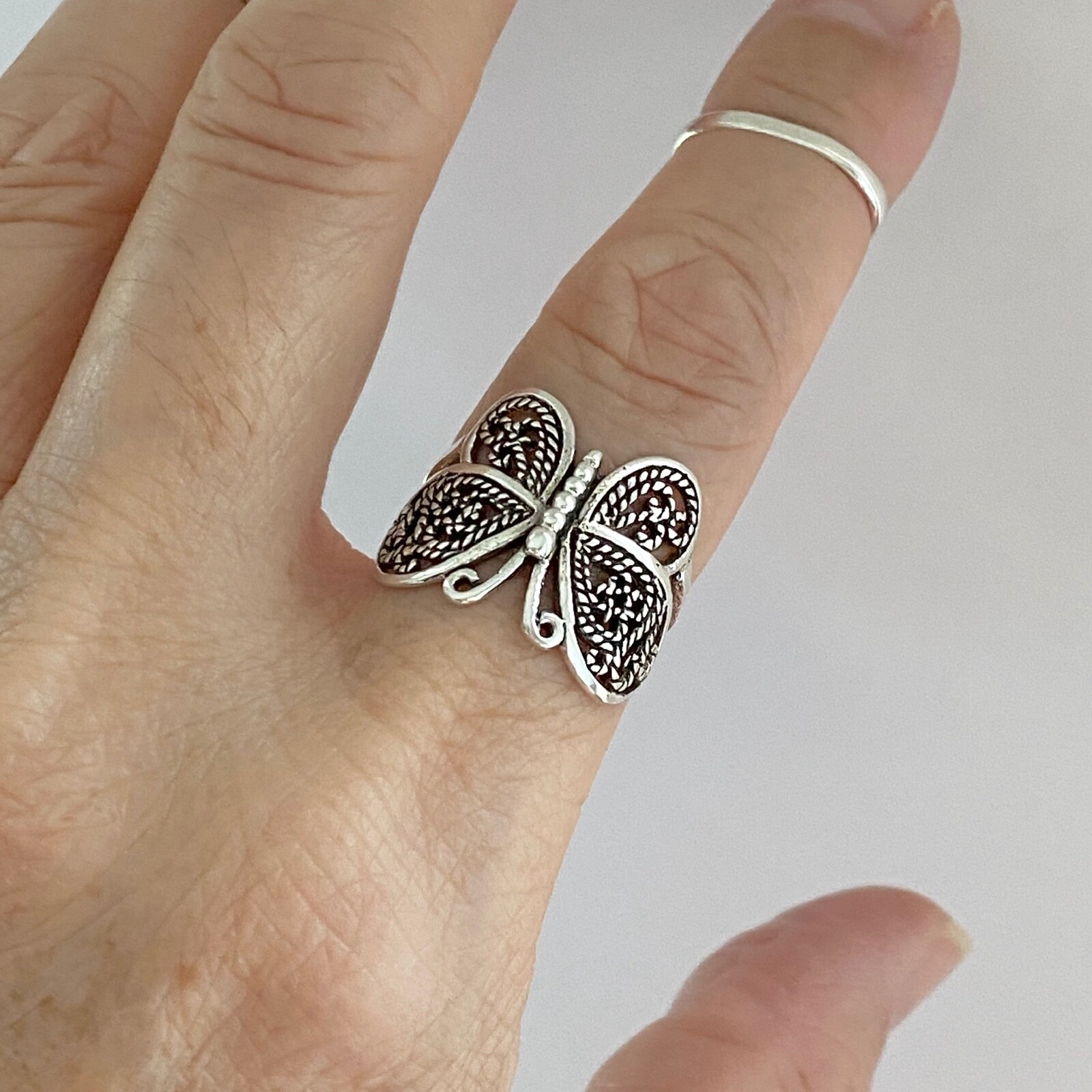 Sterling Sterling Filigree Butterfly Ring, Silver Rings, Bug ...