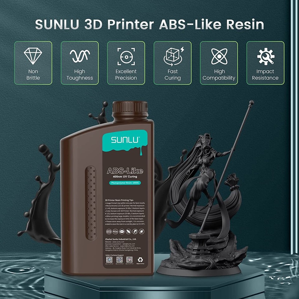 SUNLU 1KG 3D Printer Resin ABS-Like/Water Washable/Standard/Nylon-Like ...