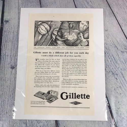 1928 Gillette Razor Blades Shaving Vtg Print Ad/Poster Promo Art ...