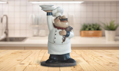 10"H Chef Serving Statue Dining Room Accessory Decoration Figurine Room ...