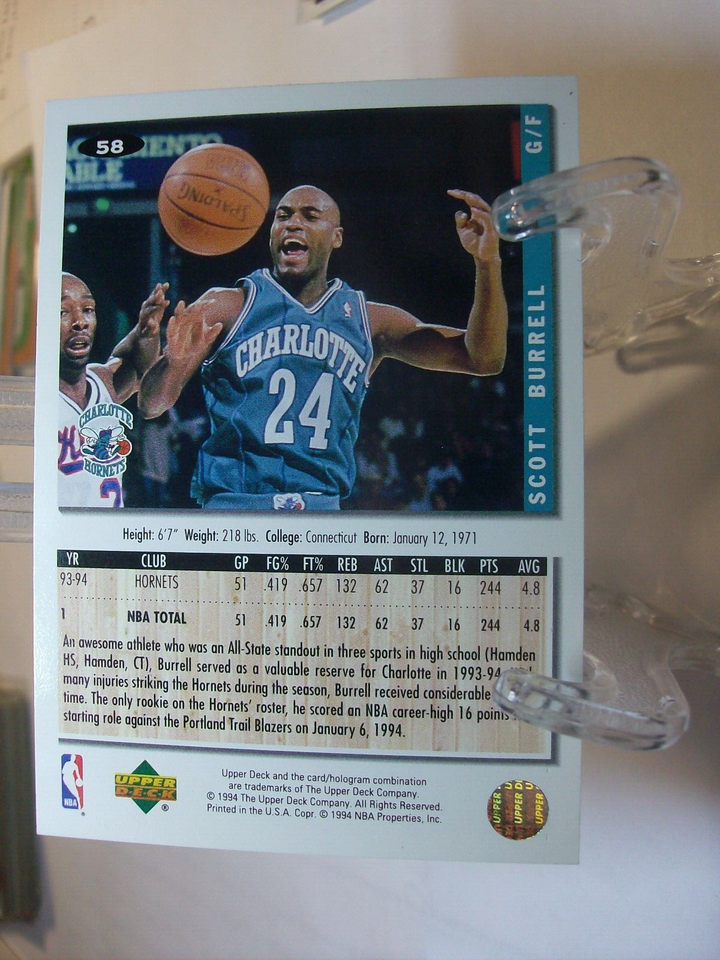 1994-95 UD Collector's Choice #58 - Scott Burrell - Charlotte Hornets ...