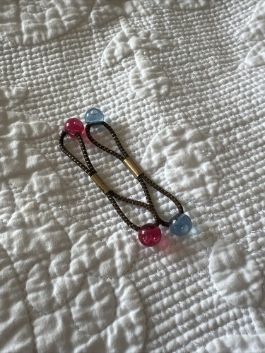 VINTAGE PONY TAIL GOODY Blue And Red BEADS BUBBLE KNOCKER BALL HOLDERS ...