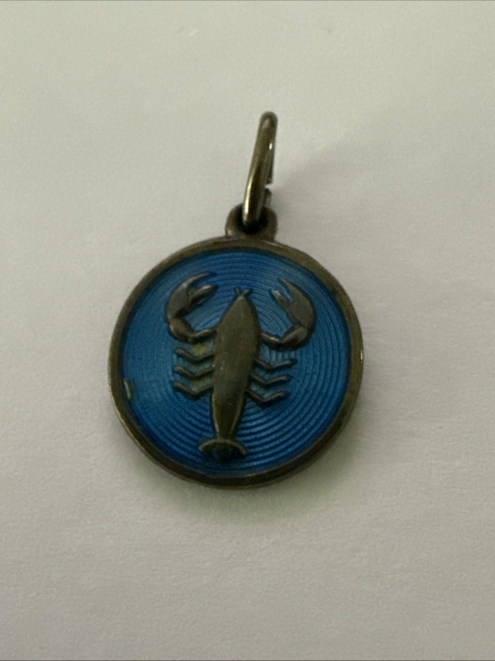 Vtg Sterling Silver David Andersen Scorpio Necklace Guilloche Enamel ...