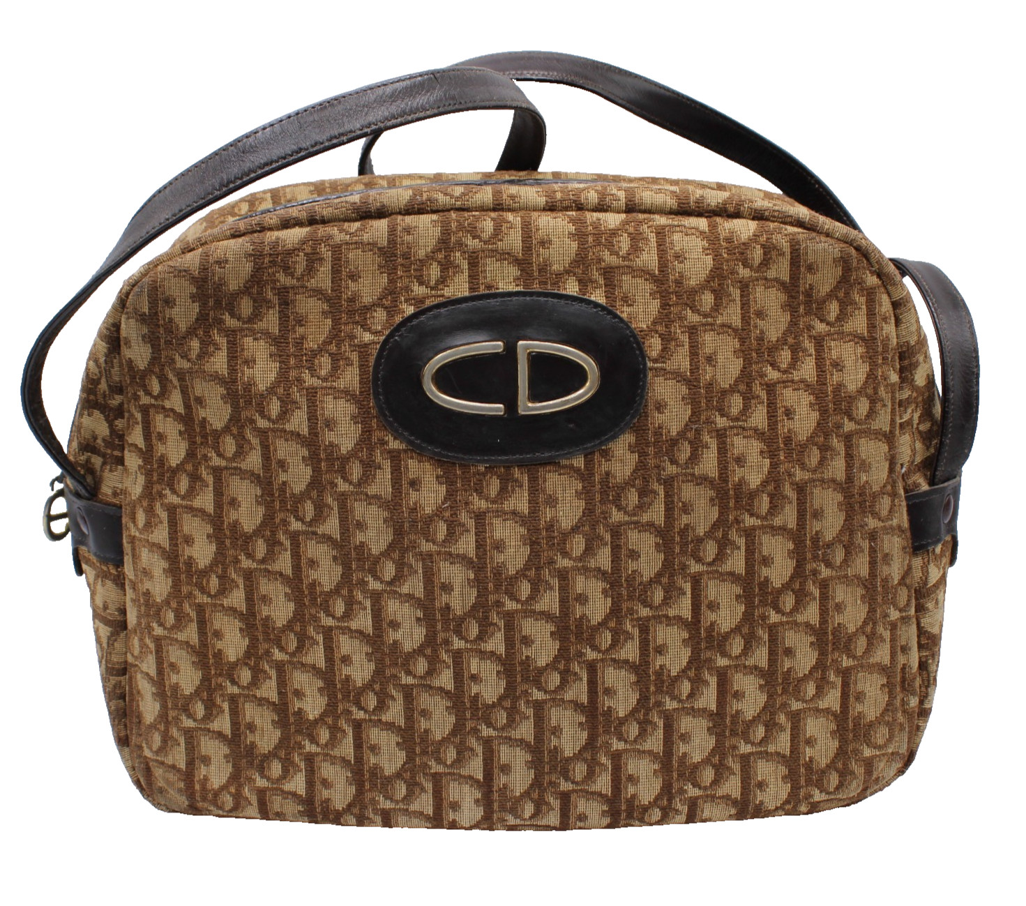 Christian Dior Round Brown Oblique Logo Pattern Shoul… - Gem