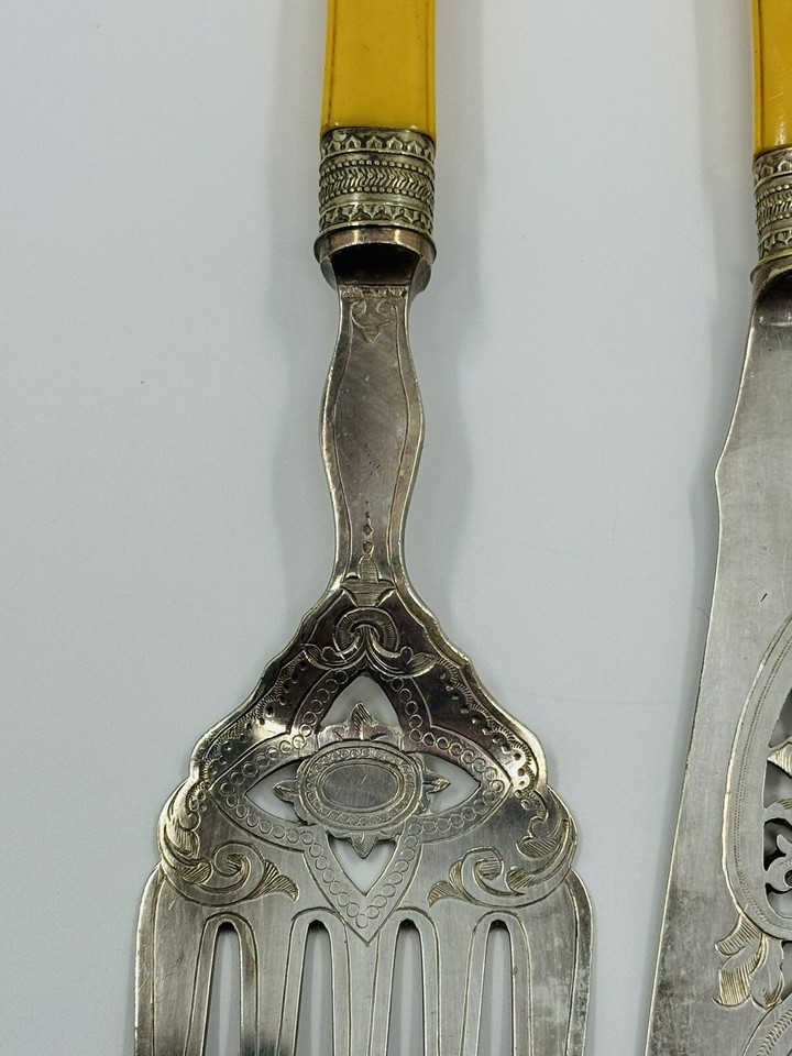 Antique English Silver Set Of Fishing Fork and K | eBay