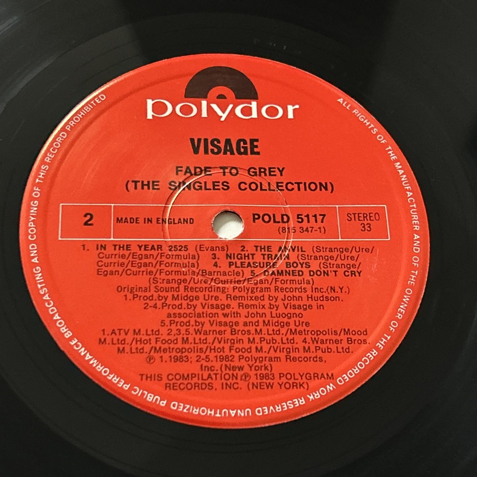 Visage - Fade To Grey The Singles Collection - Vinyl LP Record - 1983 ...