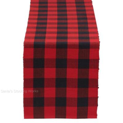 NWT DII 72" HEAVY Woven Red Black BUFFALO CHECK Plaid CHRISTMAS TABLE ...