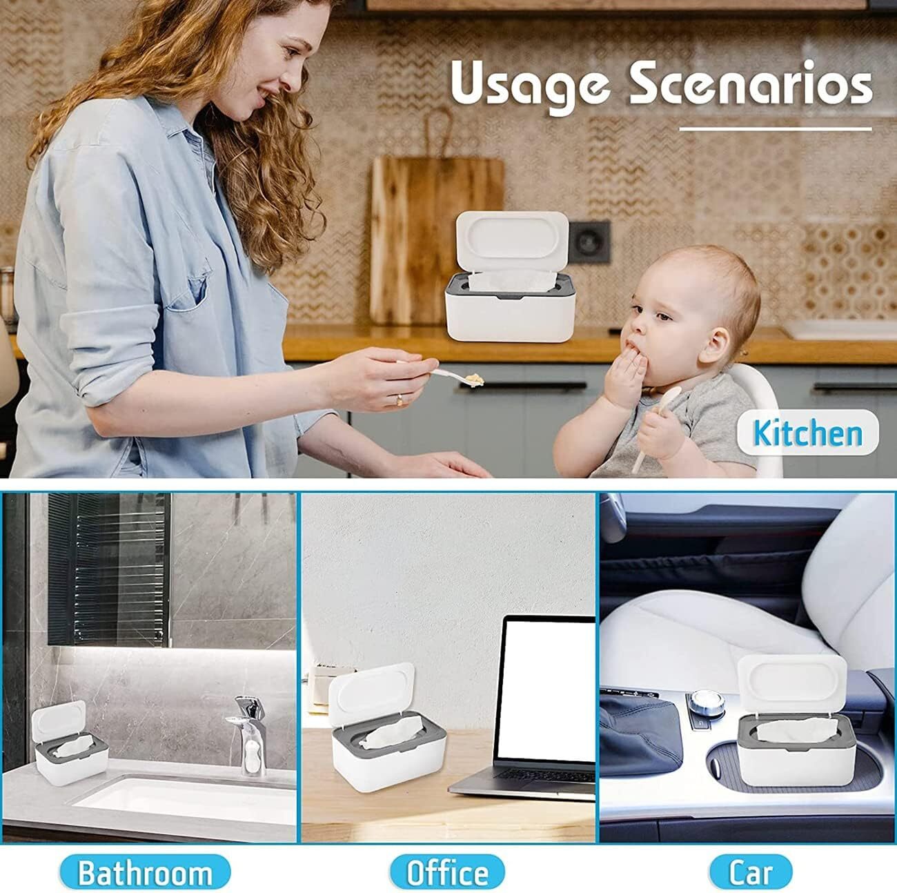 Wet Wipes Dispenser Tissue Box Holder Baby Wipes Storage Box w/Lid Home ...