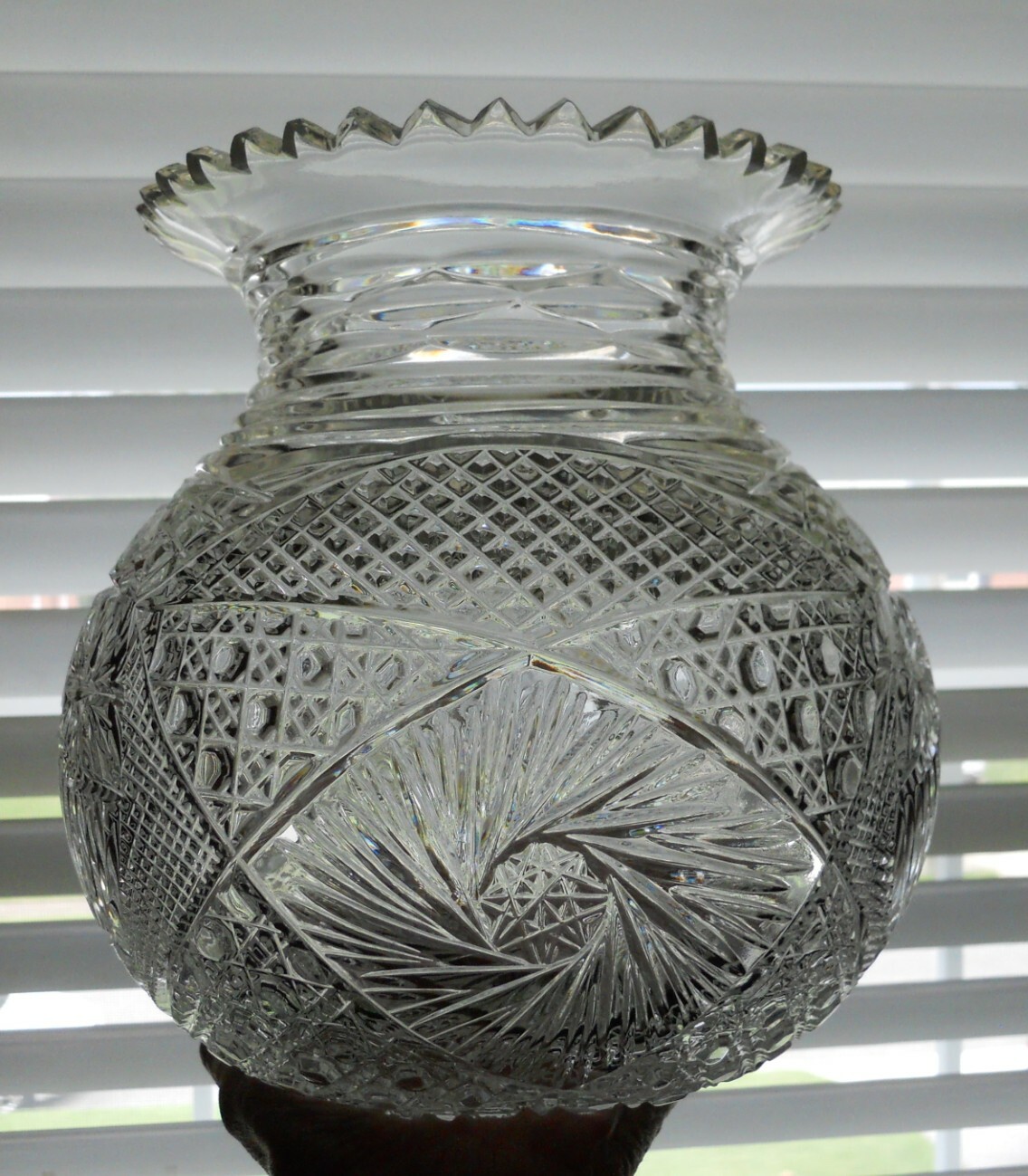 Vintage Cut Glass Flower Center Vase Cut Glass Signed | eBay