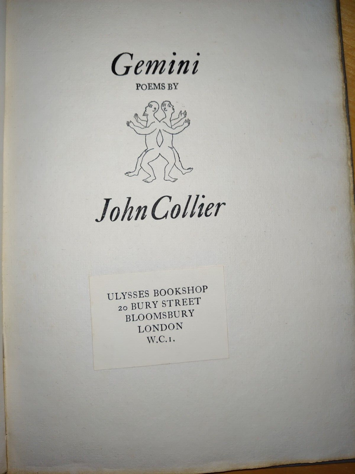 Gemini Poems by John Collier 1931 HC First Limited Edition Signed ...