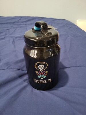 RAE DUNN Disney Pixar Coco Héctor "REMEMBER ME" Black 9" Canister Day ...