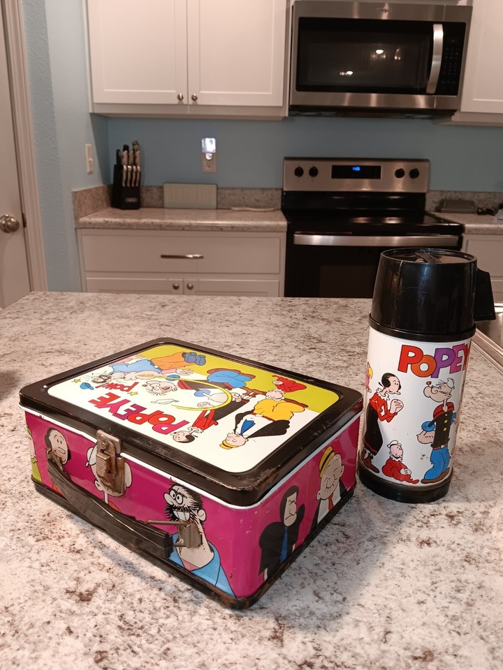 1962 Popeye Lunch Box & Thermos * Vintage * Lunchbox kit tin pail RARE ...