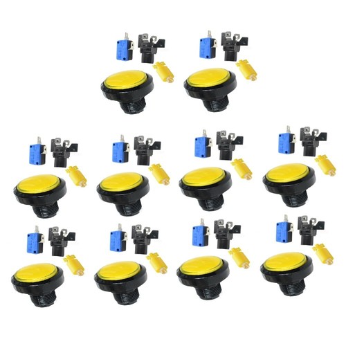 1/3/5/10* Yellow Arcade Round Push Buttons Illumilated LED Light w/ Microswitch; | eBay
