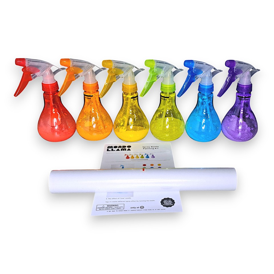 Mondo Llama Spray Bottles Painting Kit Art 6 Colors Paint Mix Paper ...
