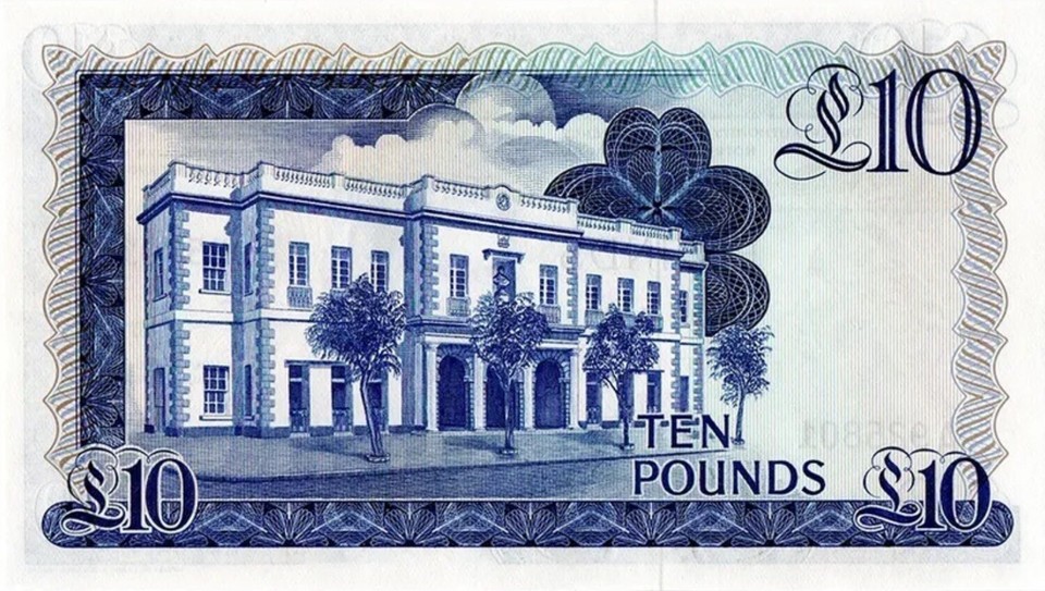 10 Pounds bill note. Gibraltar 1986. 10 Pounds Banknote. single ...