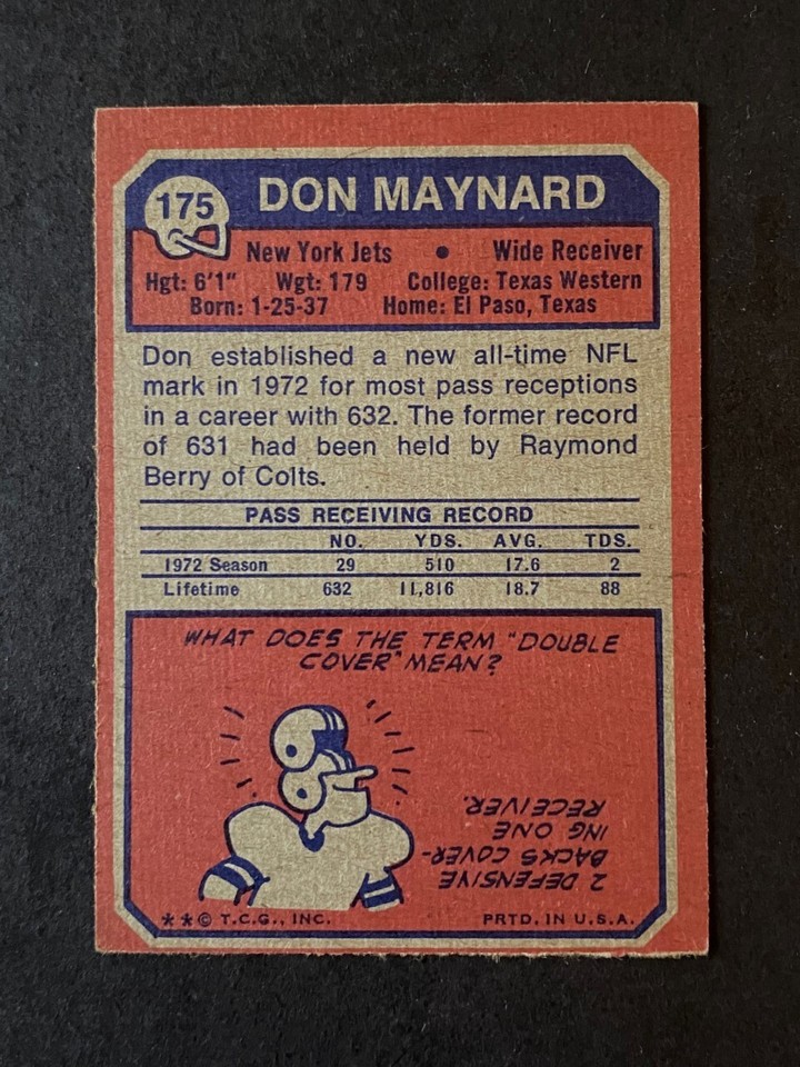 1973 Topps DON MAYNARD #175 New York Jets UTEP | eBay