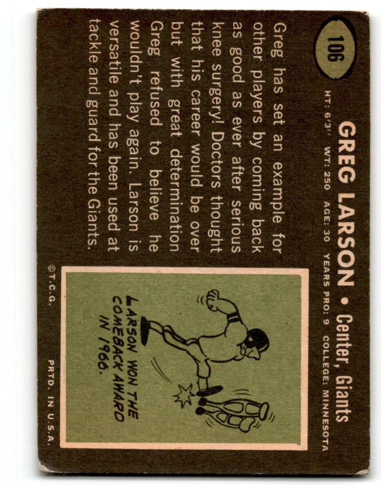 1969 Topps Greg Larson Set Builder Poor to Fair Condition Look! New ...