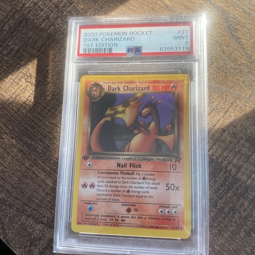 Pokemon Dark Charizard Team Rocket 1st Edition NON Holo Rare #21 PSA 9 ...