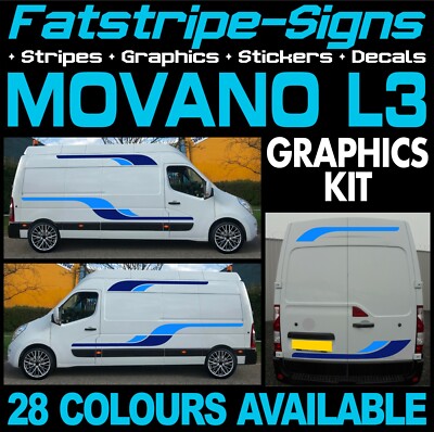 to fit VAUXHALL MOVANO L3 LWB GRAPHICS STICKERS STRIPES DECALS CAMPER ...