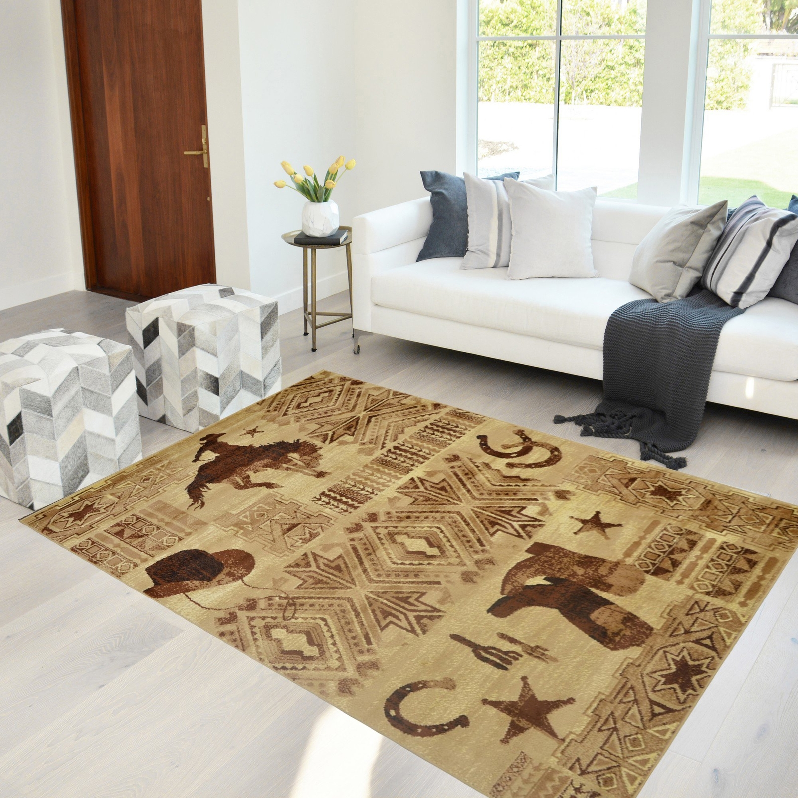 Native American Tribal Log Cabin Area Rugs 5x7 Rustic Cabin Novelty ...