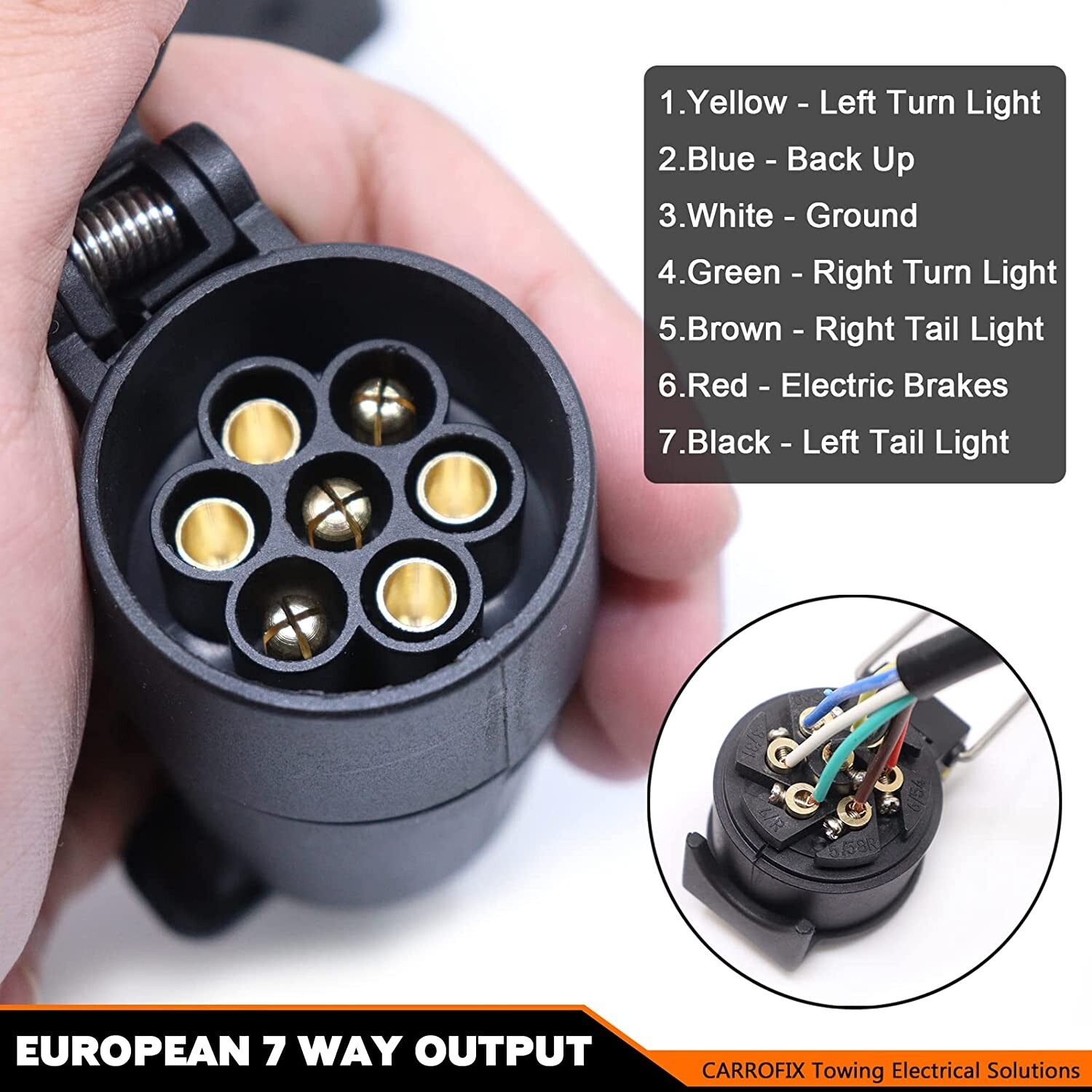 American Style 7 Way Blade to European Style Trailer 7 Way Round Pin ...