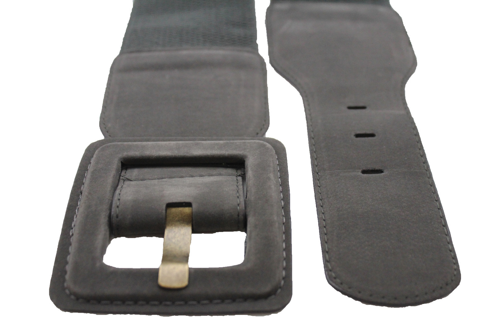 New Women Grey Faux Suede Leather Wide Elastic Fashion Hip Waist Belt ...