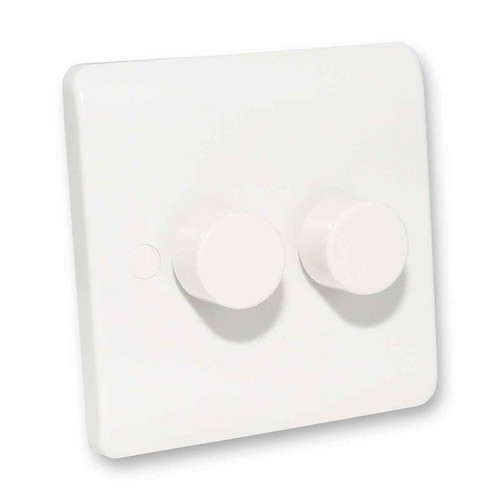 LED Dimmer Double Light Switch for Dimmable lighting White 3W to 250W ...