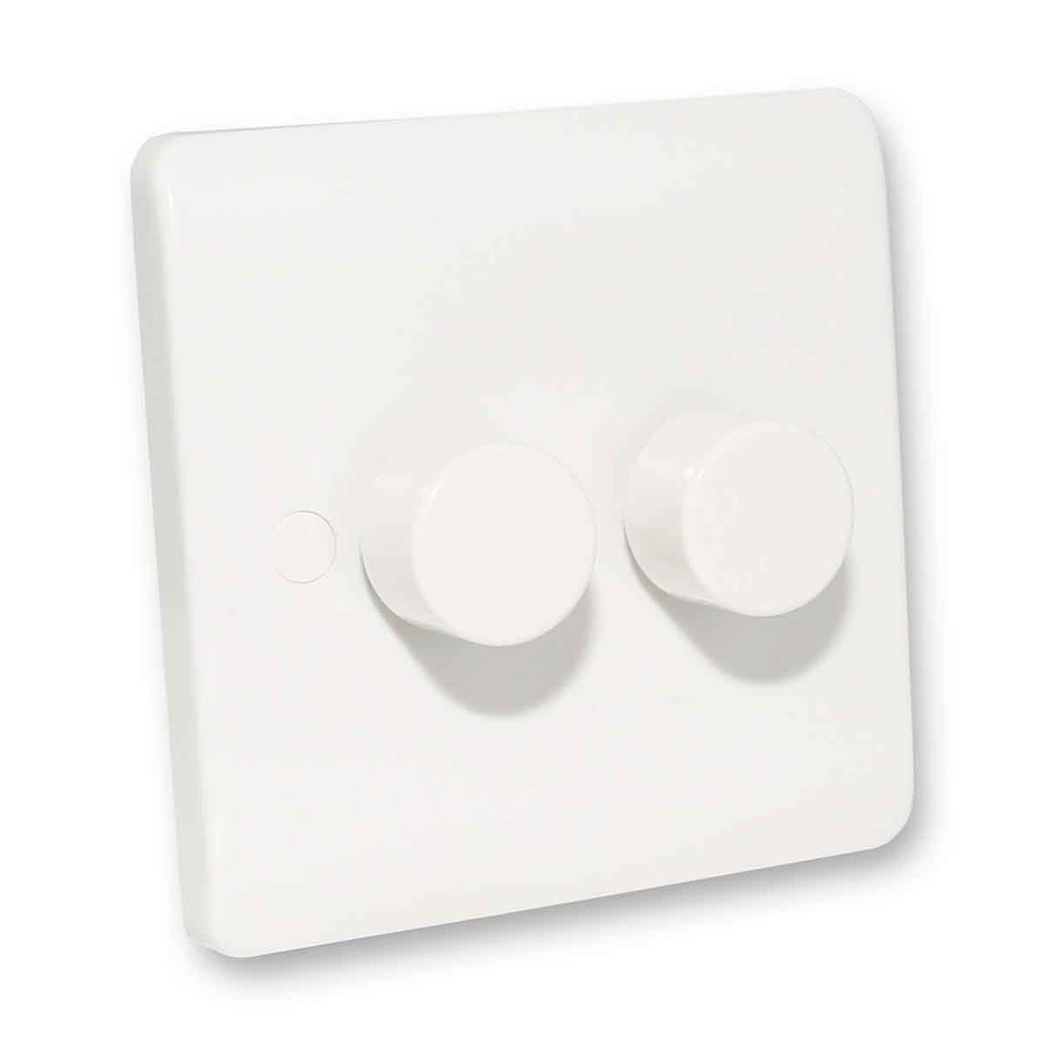 LED Dimmer Double Light Switch for Dimmable lighting White 3W to 250W ...