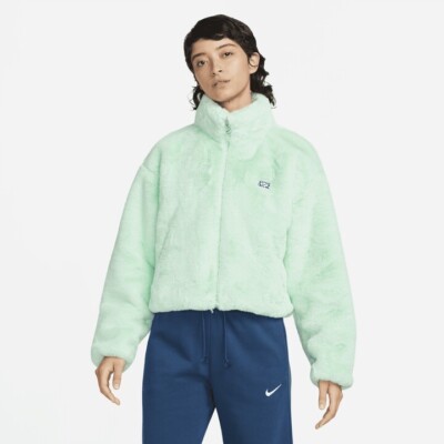 Size L- Nike Women’s Icon Clash Faux Fur Fuzzy Jacket Full Zip Coat ...
