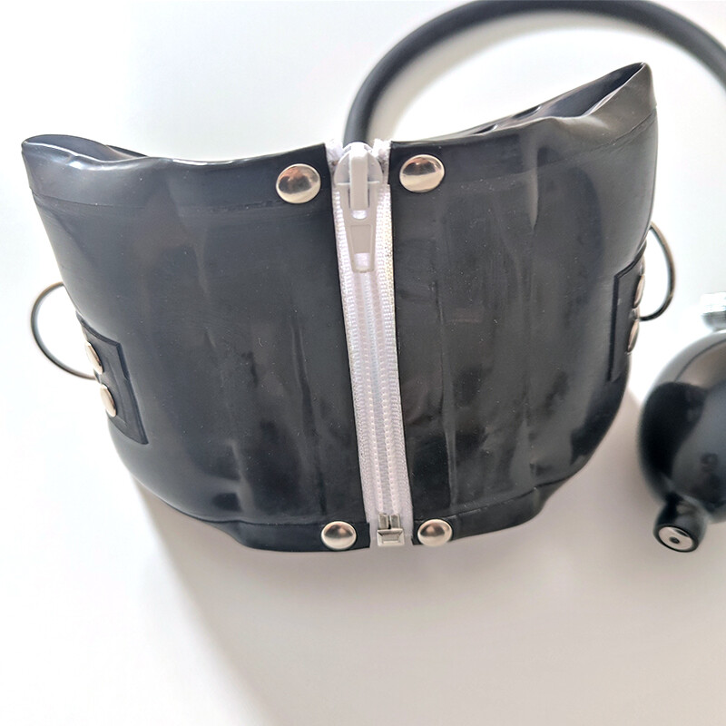 Inflatable Latex Collar Back Zipper 1.0mm Thickness Bondage Rubber Neck ...