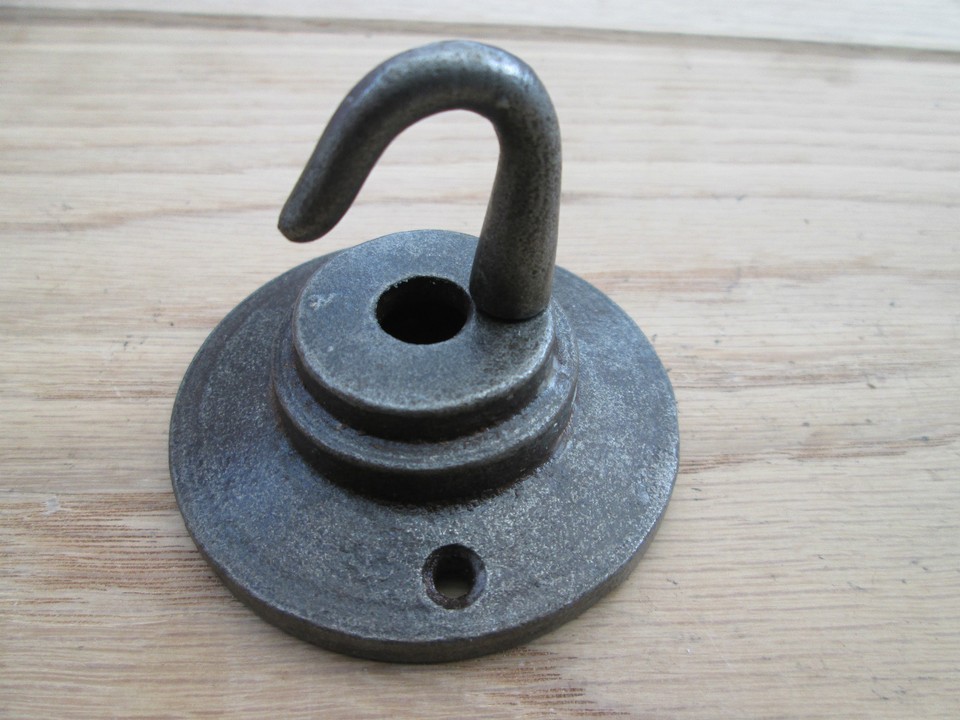 CAST IRON CEILING ROSE/ PLATE HOOK LIGHT CHANDELIER HOOKS HANGING ...