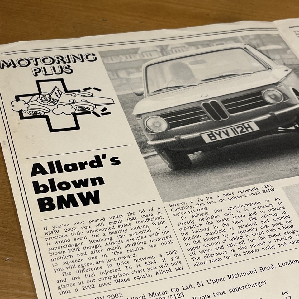 Motor Magazine Reprints 1973. BMW 2002 Tuning Allard, Mangoletsi. Retro ...