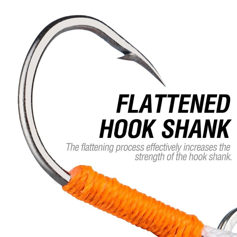 Lure Fishing Hand Tied Hooks Lure Jigging Non-Snag Barb Secure Ring ...