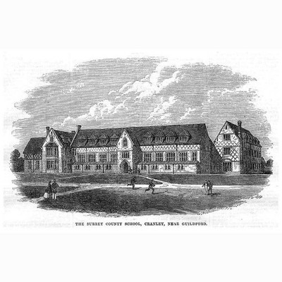 The Surrey County School at Cranley near GUILDFORD - Antique Print 1865 ...
