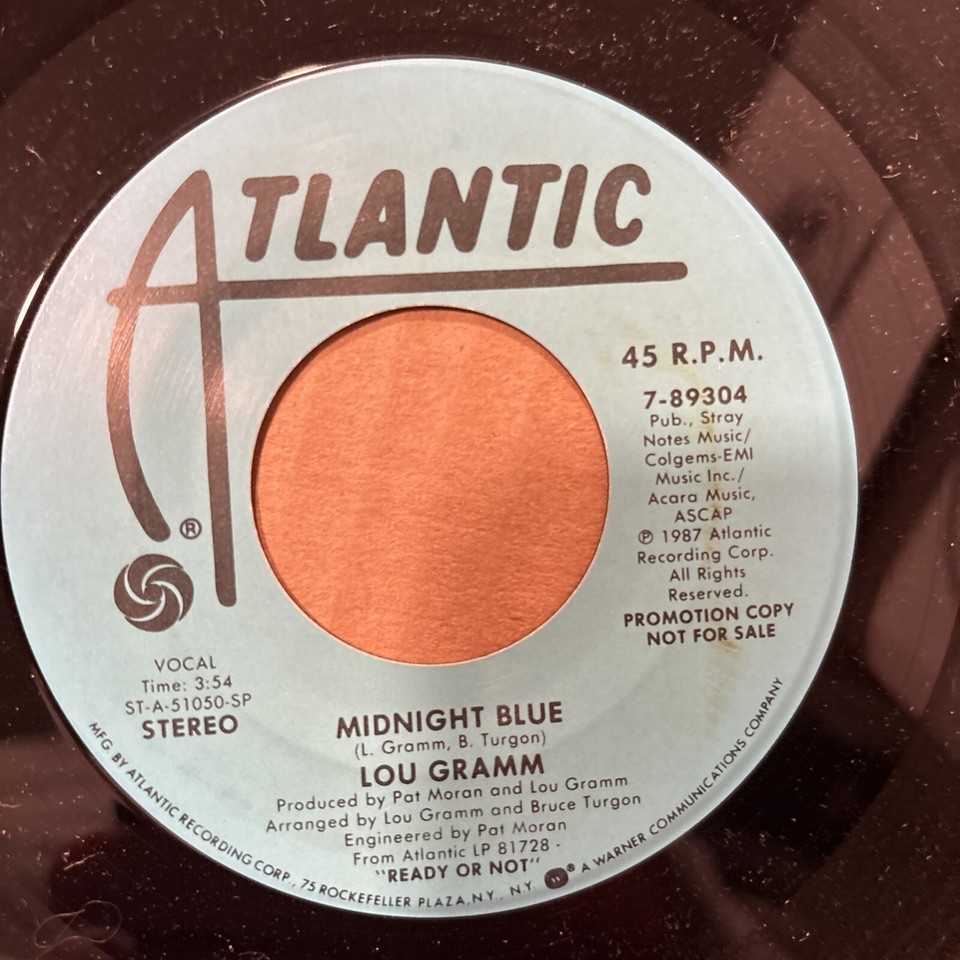 LOU GRAMM Promo 7" MIDNIGHT BLUE 45 Atlantic 1987 | eBay