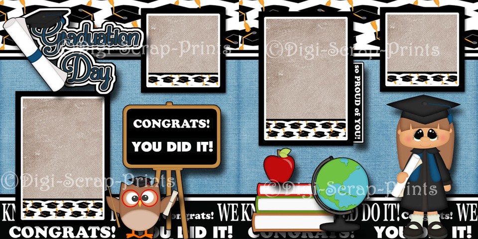 GRADUATION GIRL 2 premade scrapbook pages paper piecing layout school ...