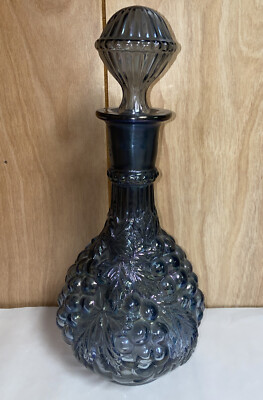 Antique Rare Flat Bottom Purple Imperial Grape Wine Decanter Carnival ...