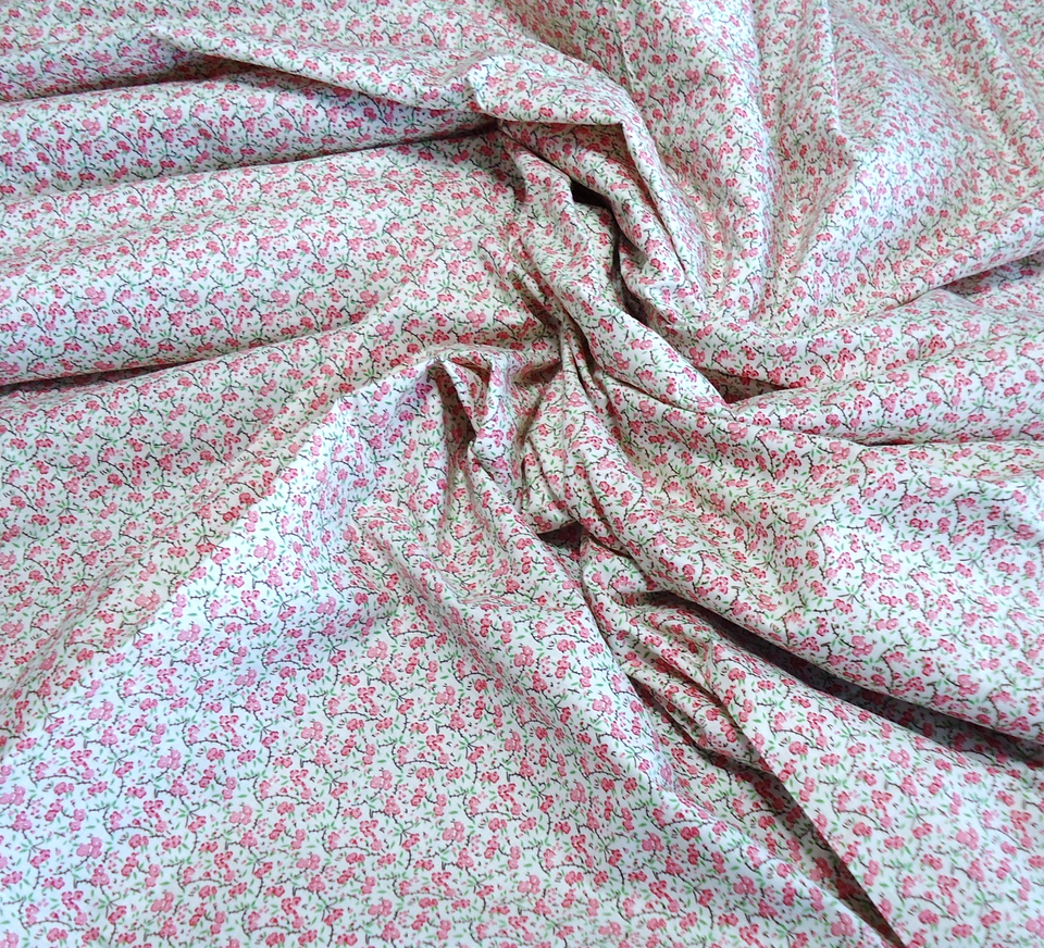 Antique Vintage 1940s Pink Floral Calico Cotton Fabric 35.5"W x 3.5 ...