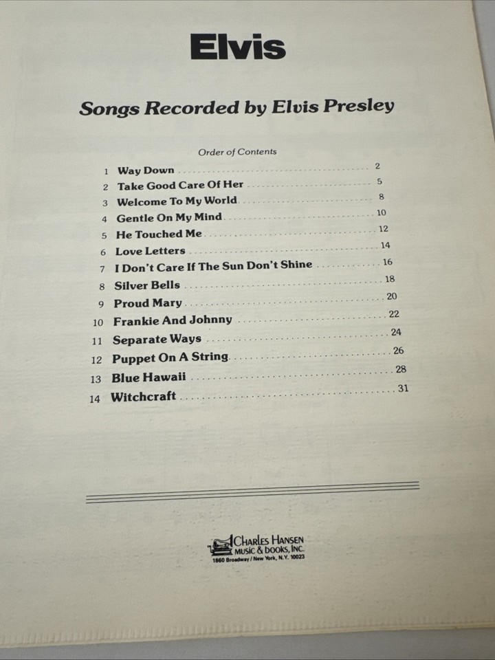 Elvis Songbook vintage 14 songs-Hansen Elvis Presley | eBay