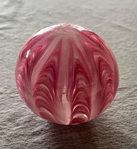 Vintage Tozai Art Glass Paperweight Pink Swirls | eBay