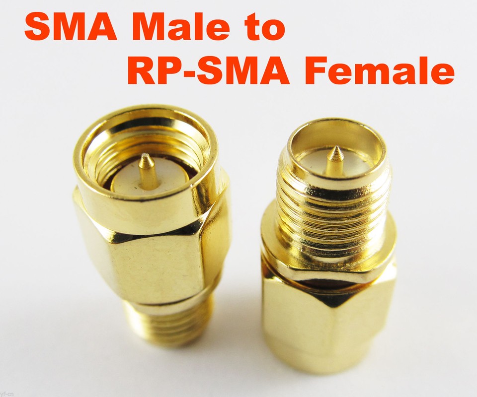 1x Gold SMA RF Coaxial SMA Male to SMA RP-Female (Male Pin ) Connectors ...