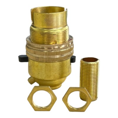 Jeani Brass Lamp Holder Switched Bayonet BC Bulb Holder 1/2" & Threaded ...