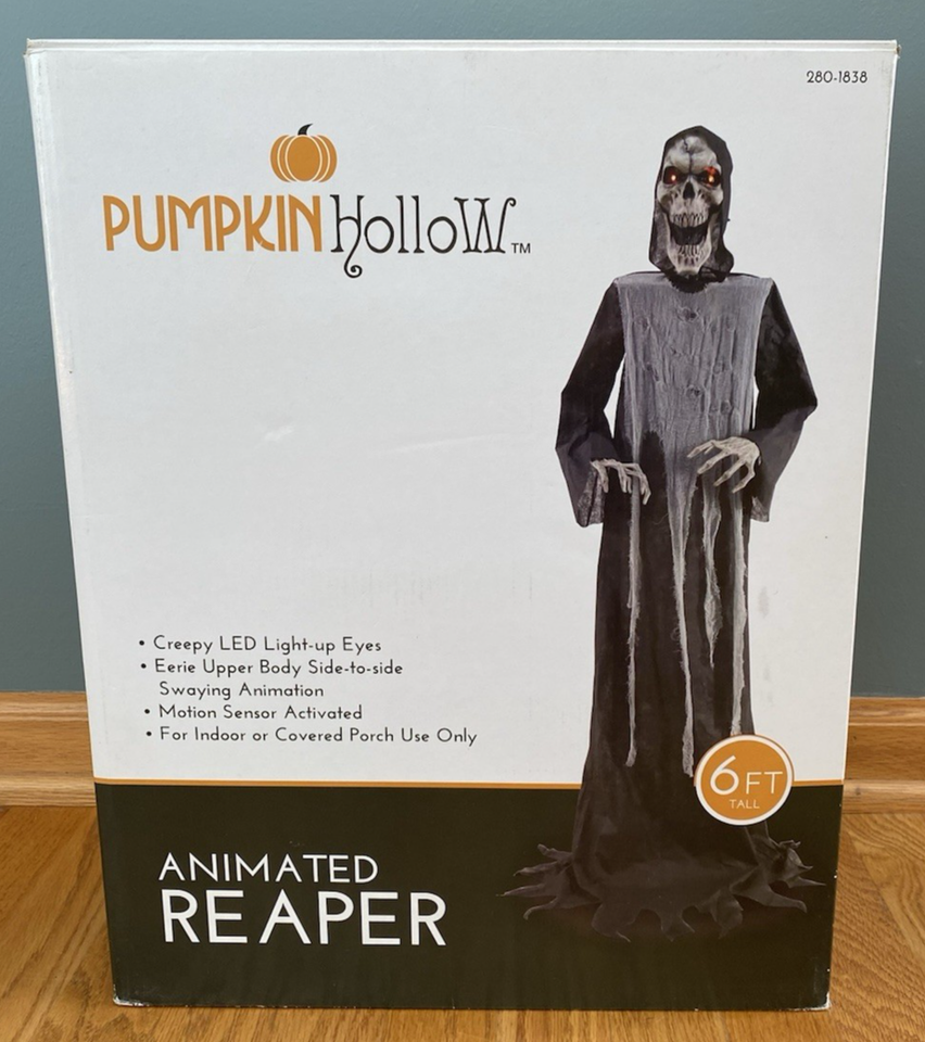 Pumpkin Hollow Halloween 6ft Animated Grim Reaper Prop Motion Sensor ...