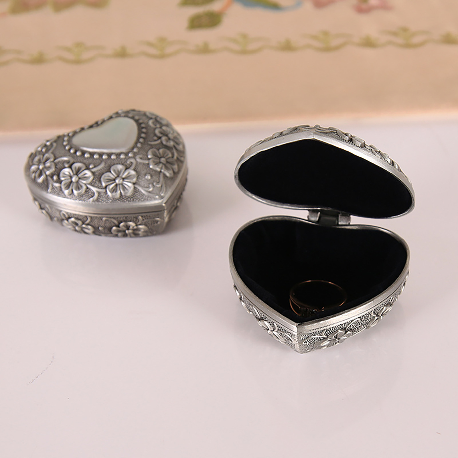 Heart Shaped Trinket Box Vintage Box Small Gift Boxes Compact Delicate ...
