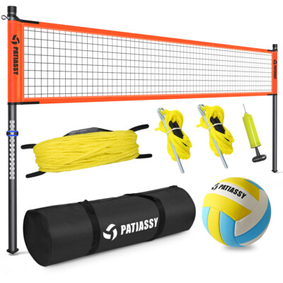 Professional Volleyball Net Set Heavy Duty Portable with Poles Ball ...