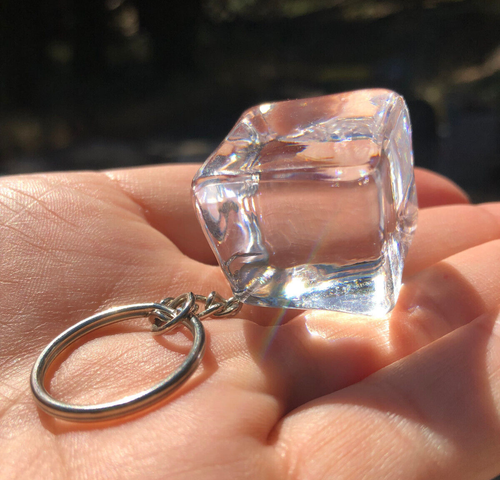 Ice Cube Dice Keychain Clear Charm Key Chain Collectible Holder Acrylic ...
