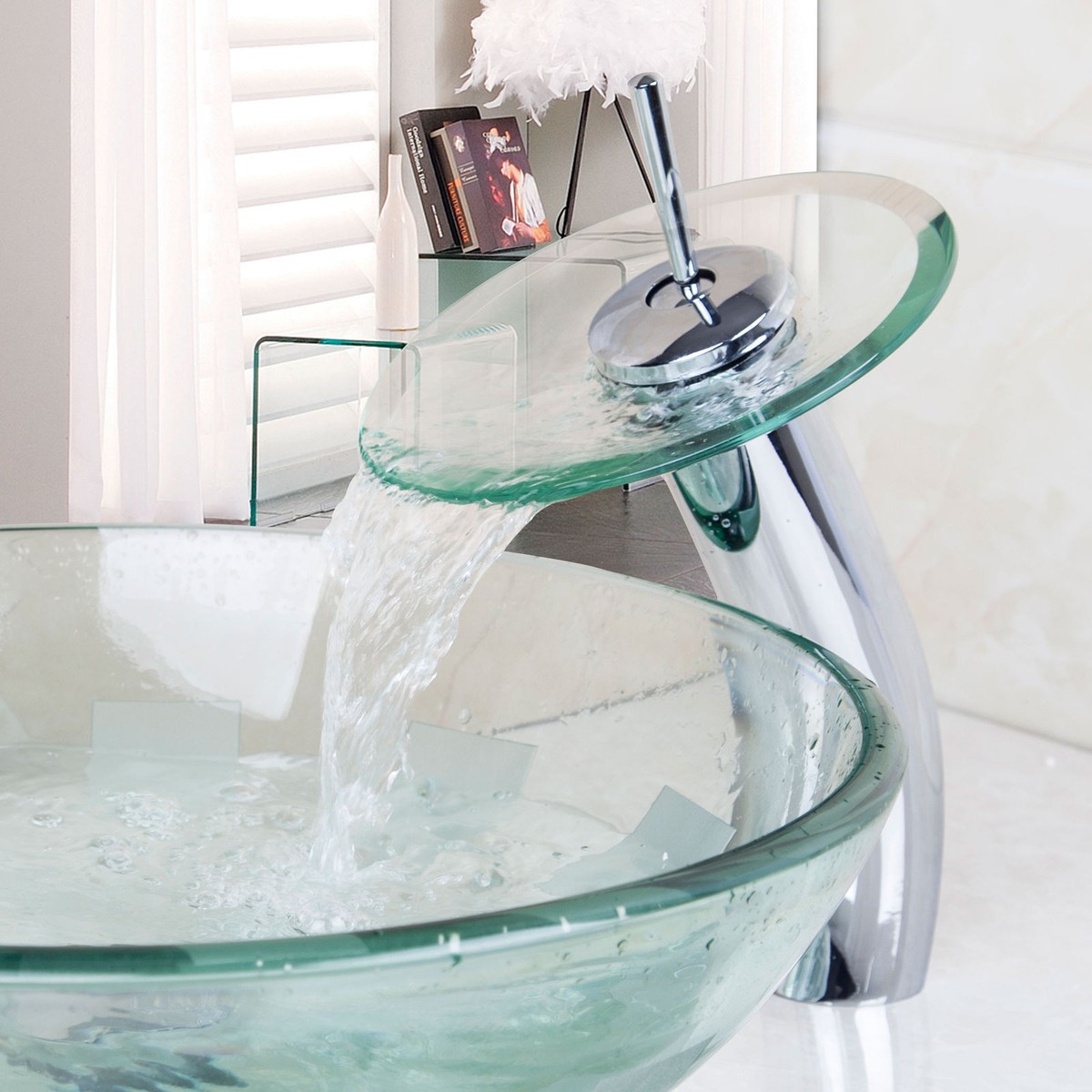 Glass Bathroom Faucets Modern Oval Clear Vessel Sink Transparent