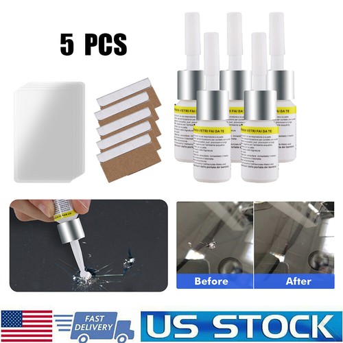 5 Pack Auto Glass Nano Repair Fluid Car Windshield Resin Crack Tool Kit ...