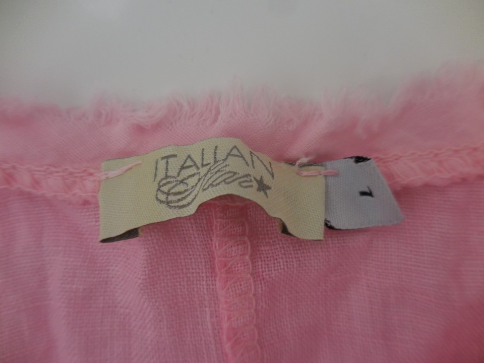 ITALIAN STAR MADE IN ITALY PINK LINEN A LINE MIDI DRES EXC COND L ...