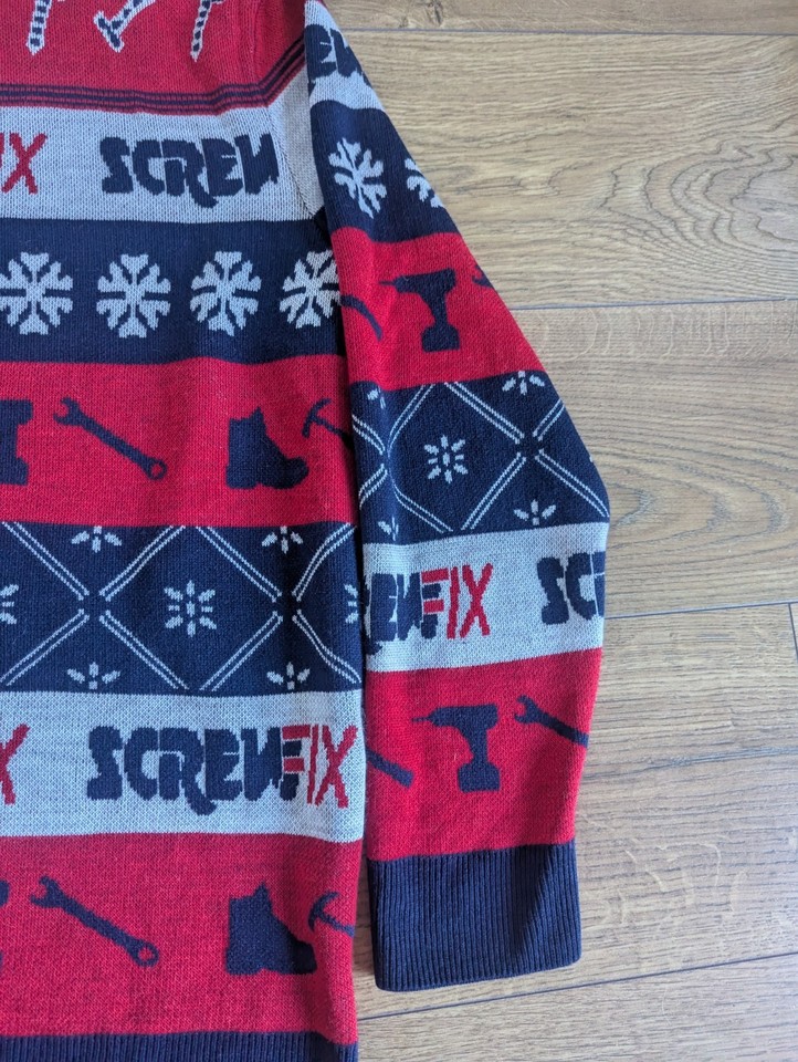 Screwfix Christmas Jumper Large Funny Novelty DIY Tools Builder Xmas ...